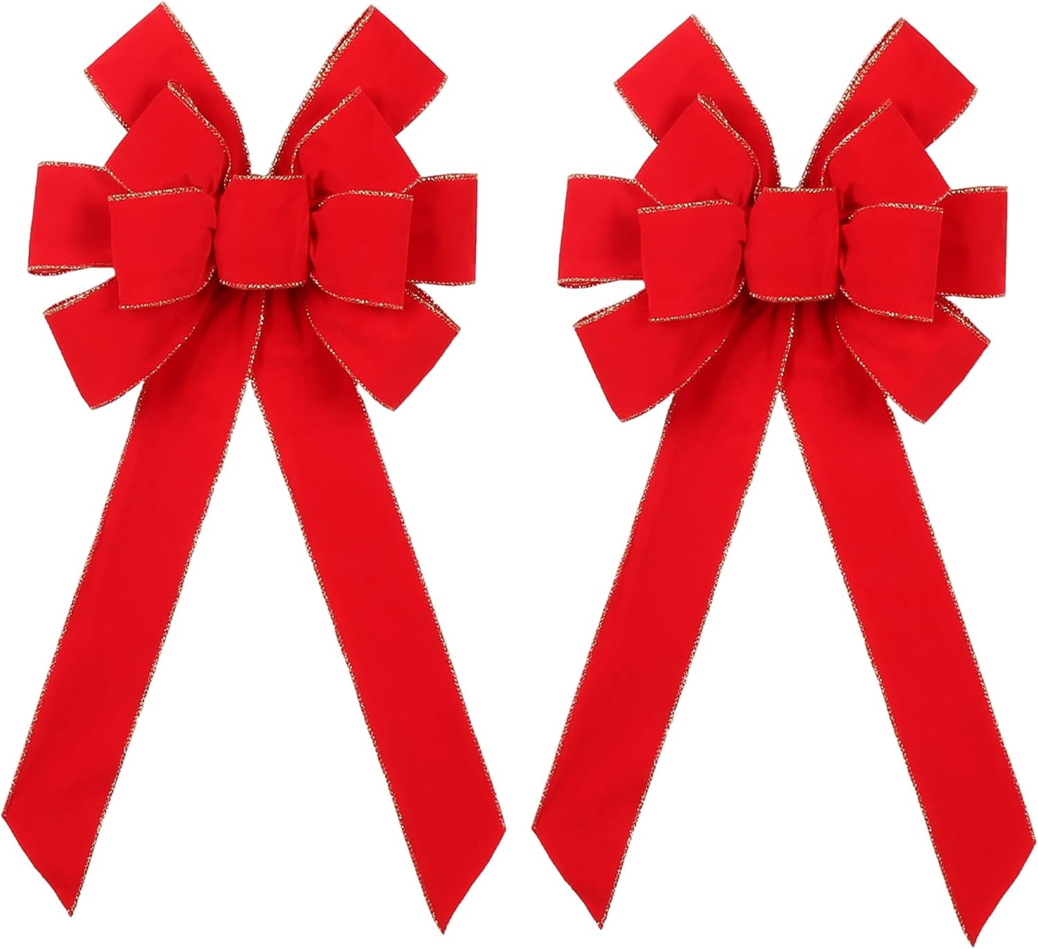 2 PCS Red Christmas Bows Tree Topper Bow Christmas Wreath Bows, Velvet ...