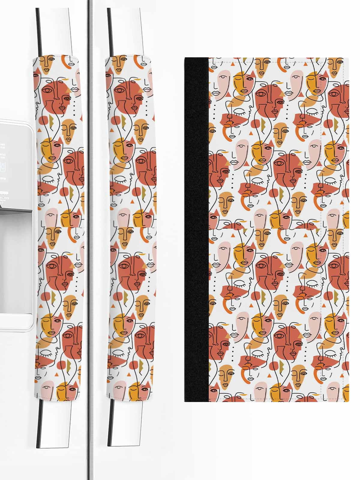 2 PCS Refrigerator Door Handle Covers, Abstract Face Painting ...
