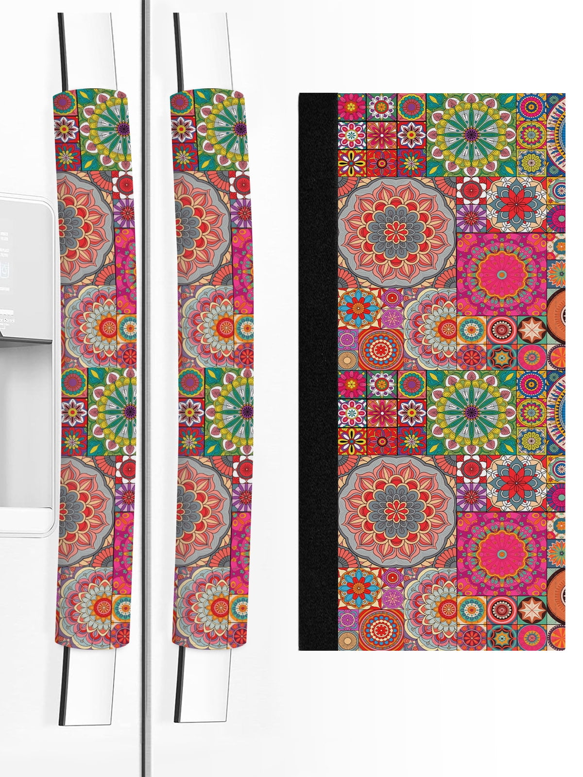 2 PCS Refrigerator Door Handle Covers, Abstract Floral Adjustable ...