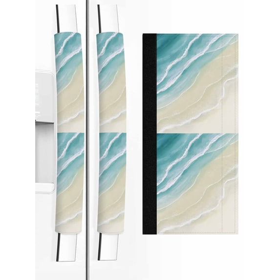 2 PCS Refrigerator Door Handle Covers, Abstracts Sandy Beach Adjustable ...