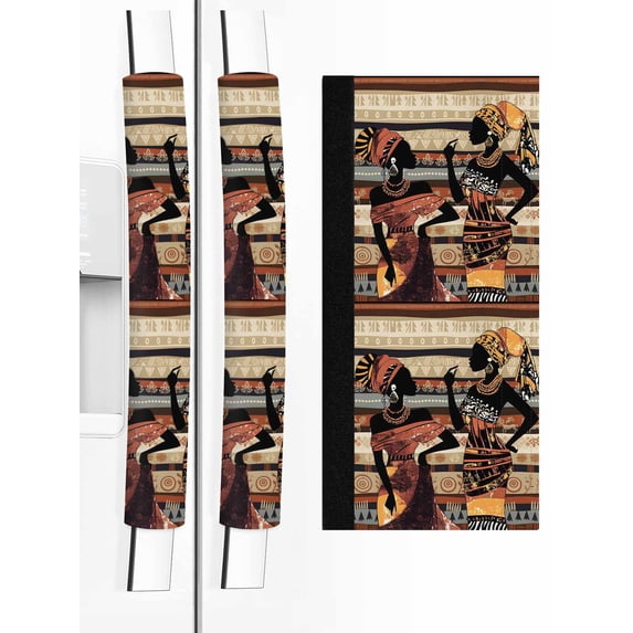 2 PCS Refrigerator Door Handle Covers, African Women Adjustable Kitchen ...