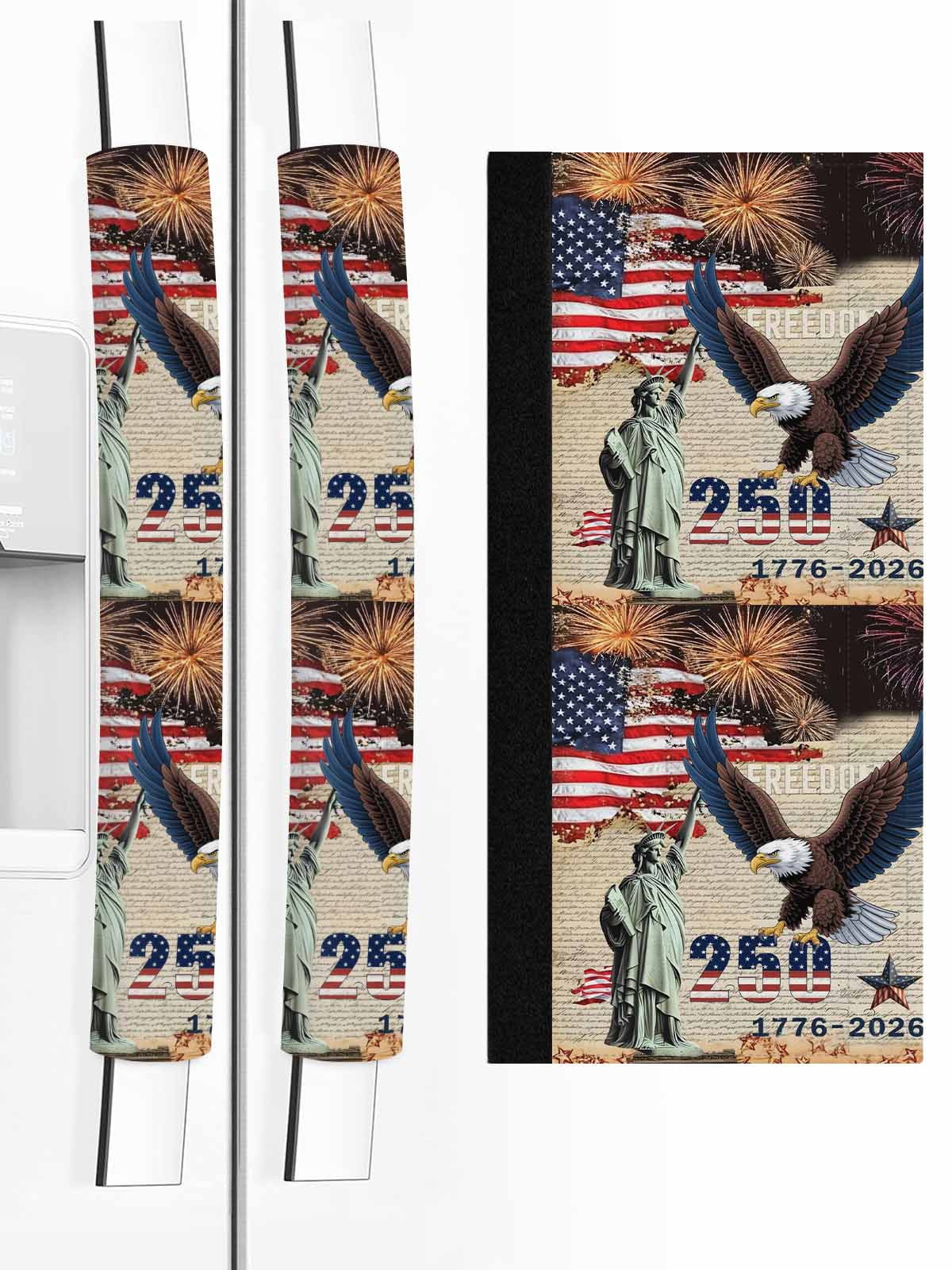 2 PCS Refrigerator Door Handle Covers, Anniversary USA Flag Adjustable ...