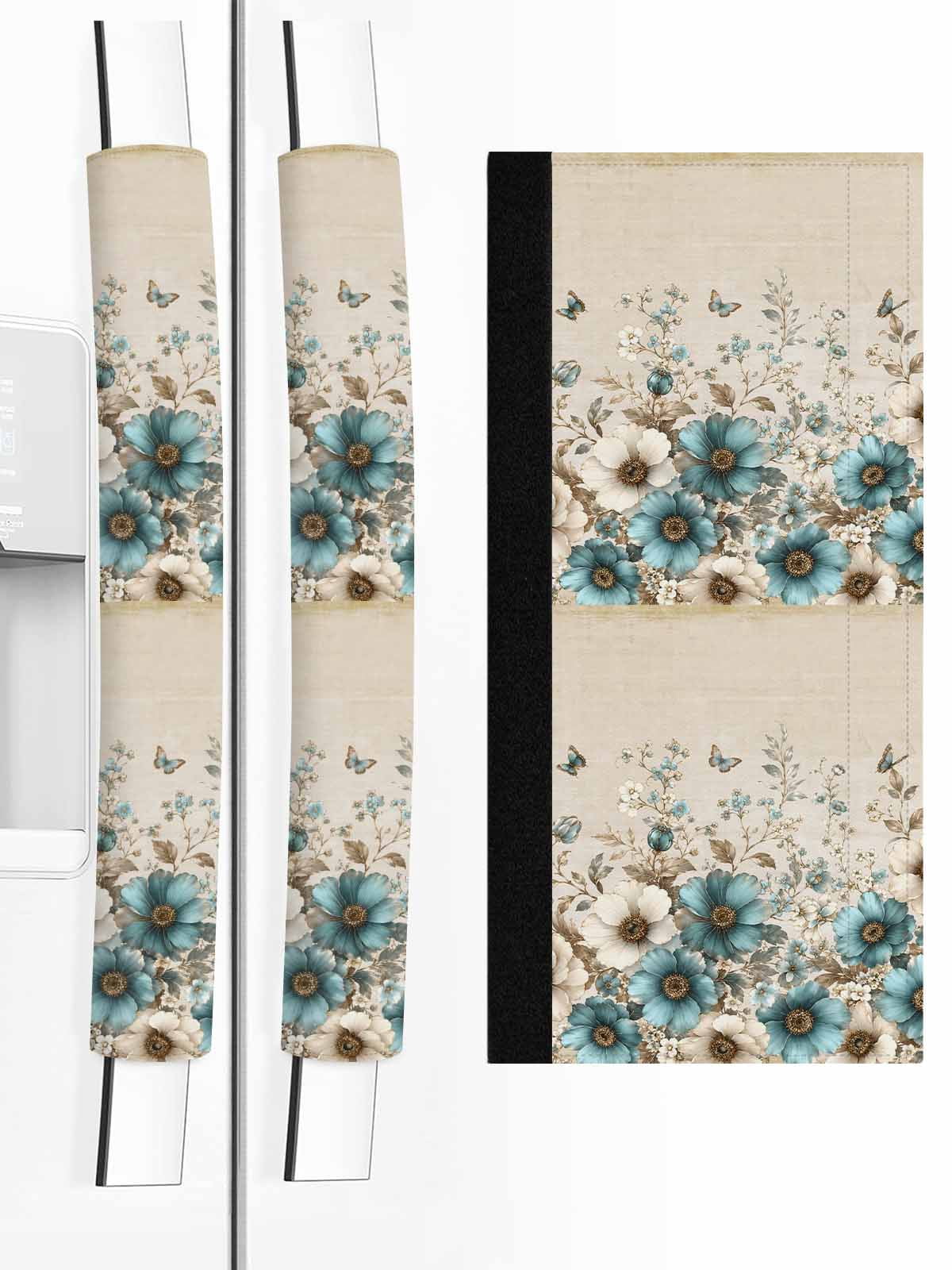 2 PCS Refrigerator Door Handle Covers, Art Botanical Adjustable Kitchen ...
