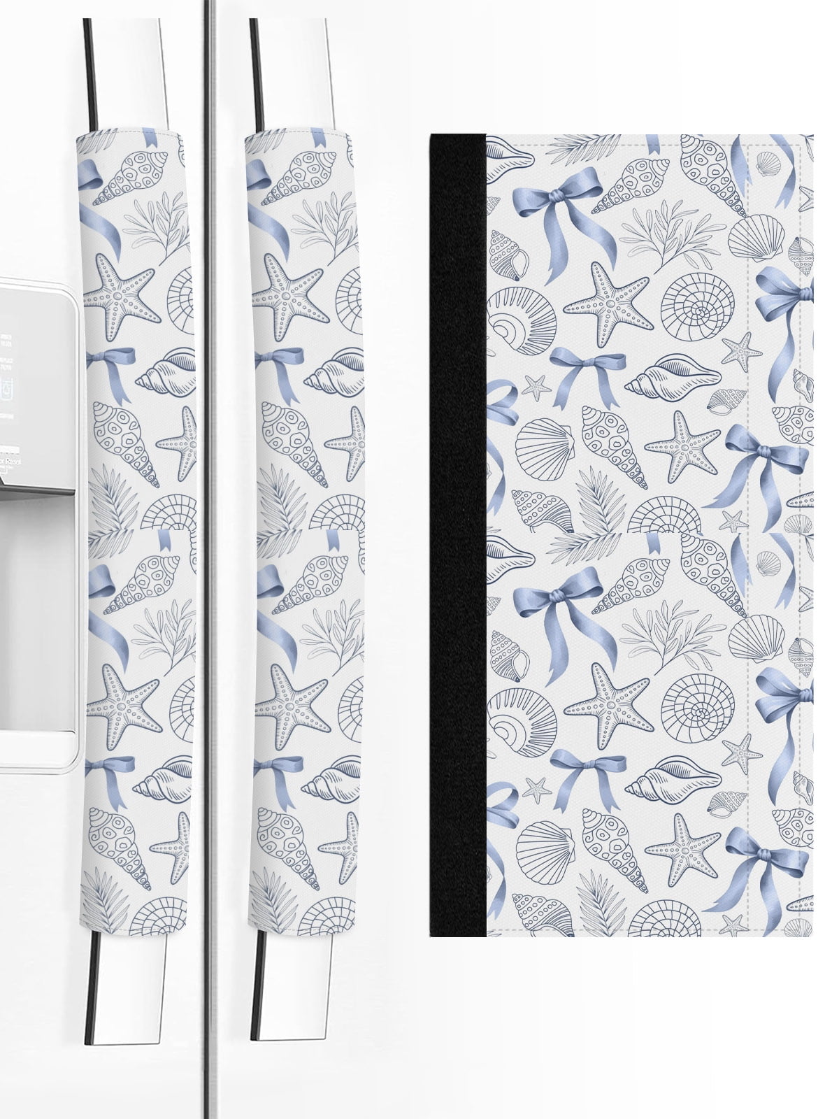 2 PCS Refrigerator Door Handle Covers, Blue Coastal Starfish Adjustable ...