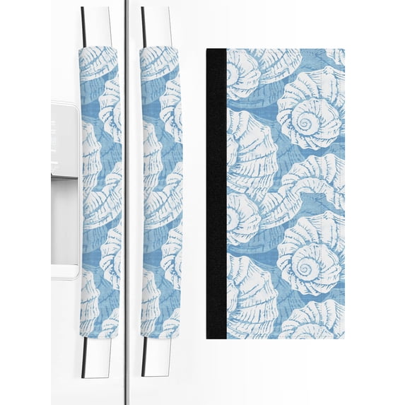 2 PCS Refrigerator Door Handle Covers, Blue Conch Adjustable Kitchen ...