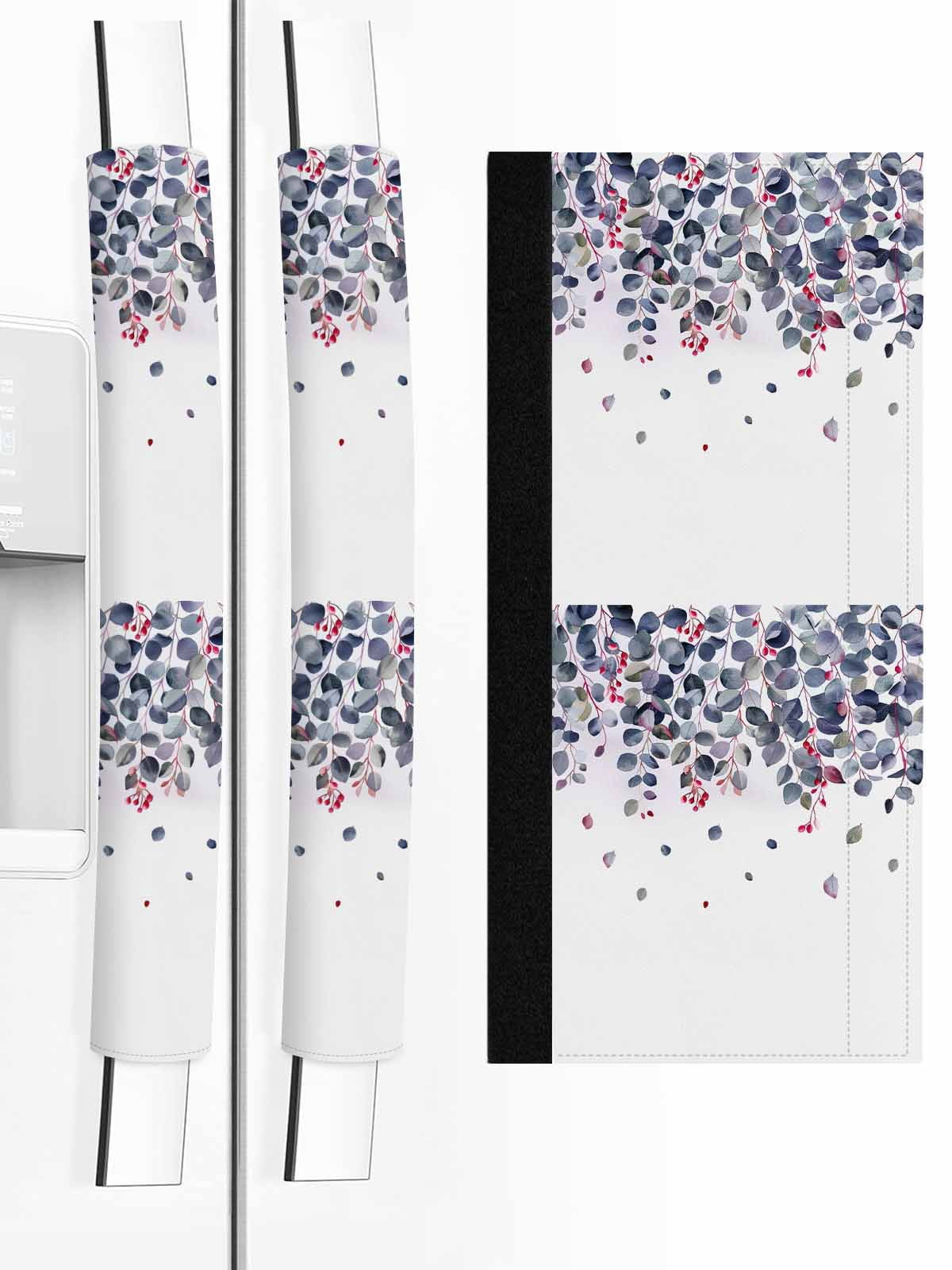 2 PCS Refrigerator Door Handle Covers, Blue Eucalyptus Adjustable ...