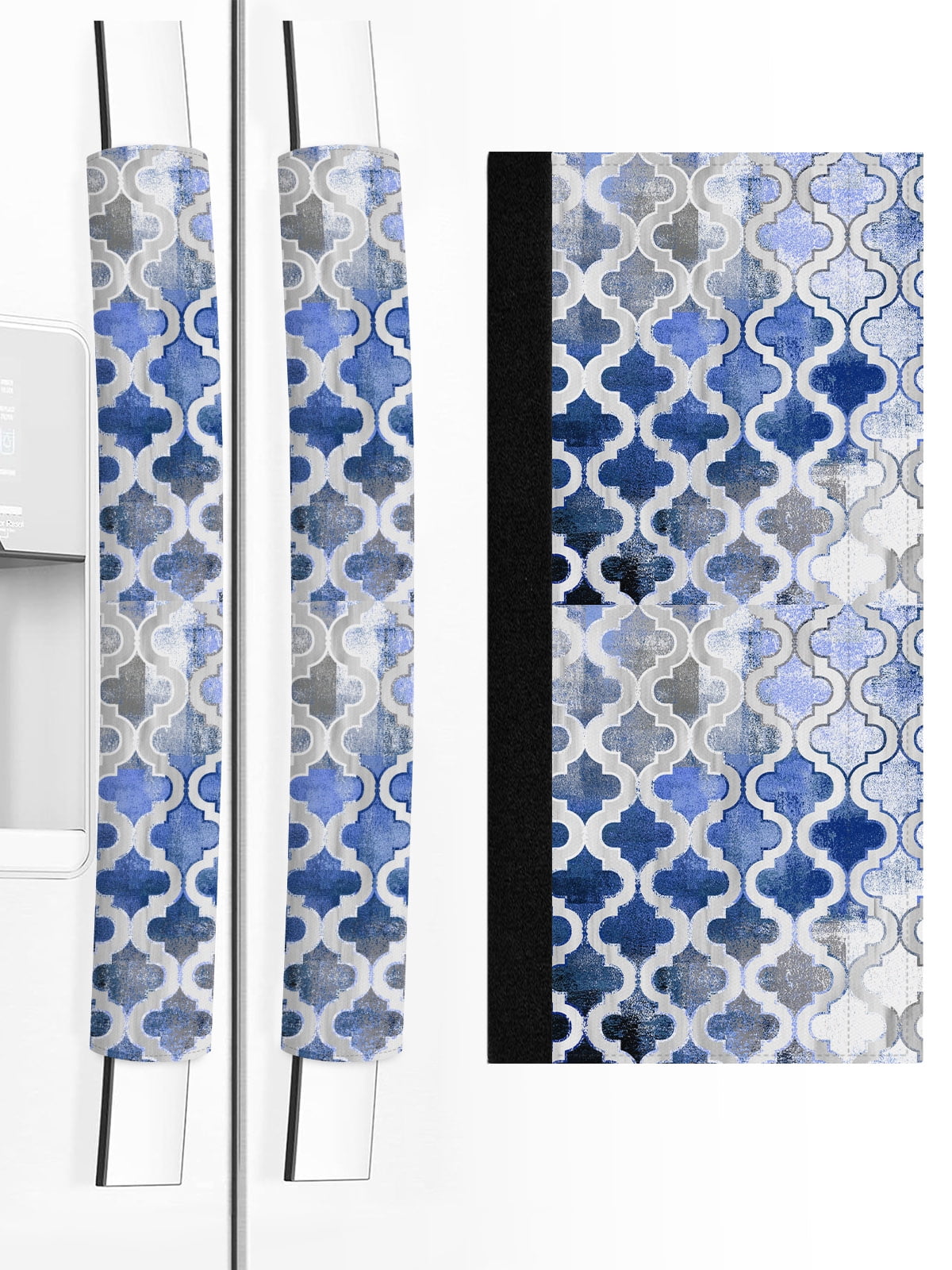 2 PCS Refrigerator Door Handle Covers, Blue Morocco Adjustable Kitchen ...