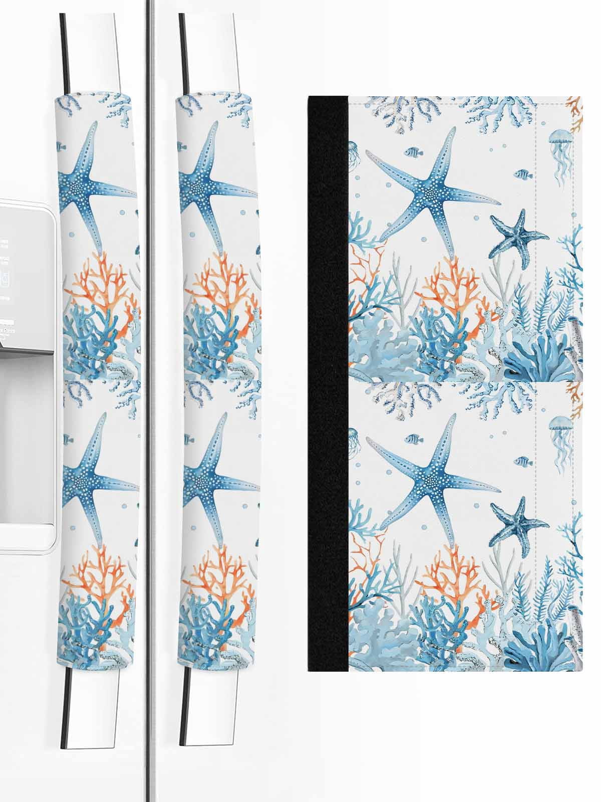 2 PCS Refrigerator Door Handle Covers, Blue Ocean Adjustable Kitchen ...