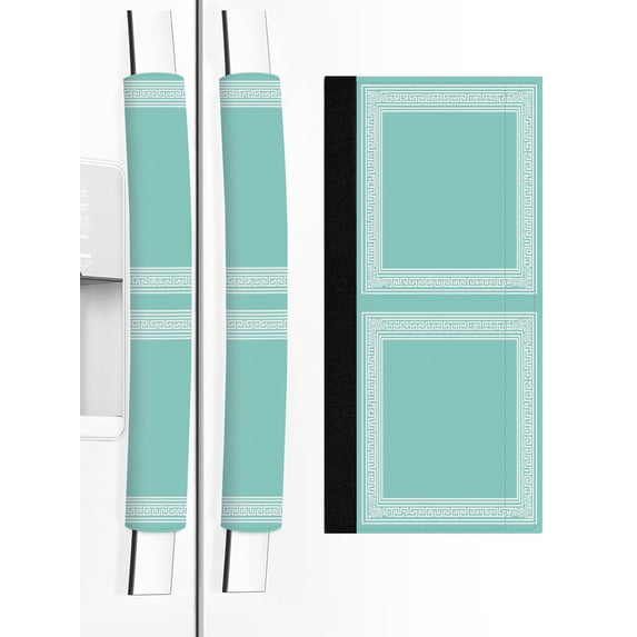 2 PCS Refrigerator Door Handle Covers, Bluish Green Abstract Art ...