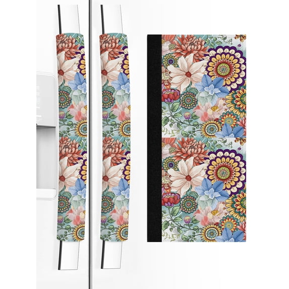 2 PCS Refrigerator Door Handle Covers, Bohemian Flowers Adjustable ...