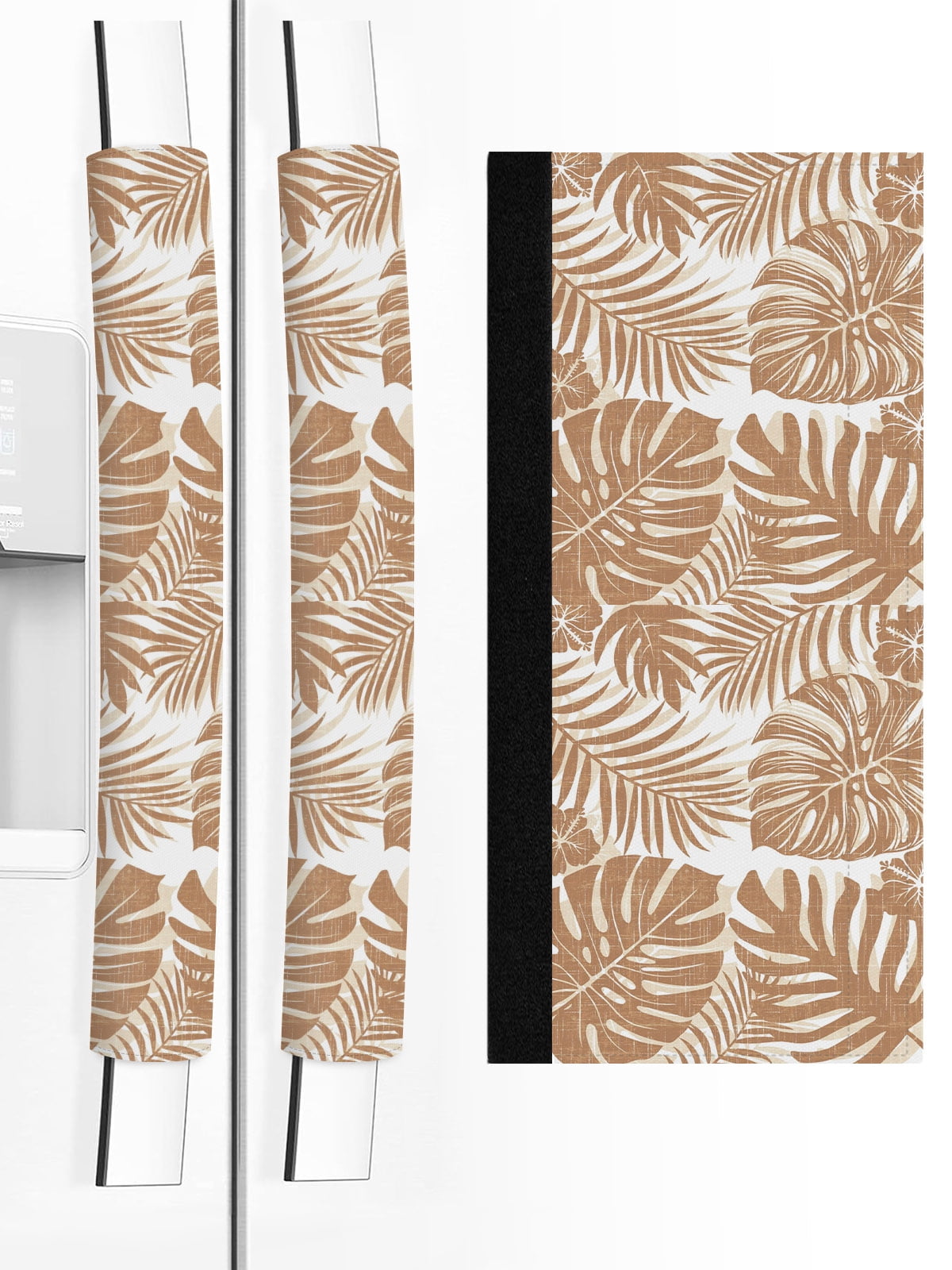 2 PCS Refrigerator Door Handle Covers, Brown Palm Leaves Adjustable ...