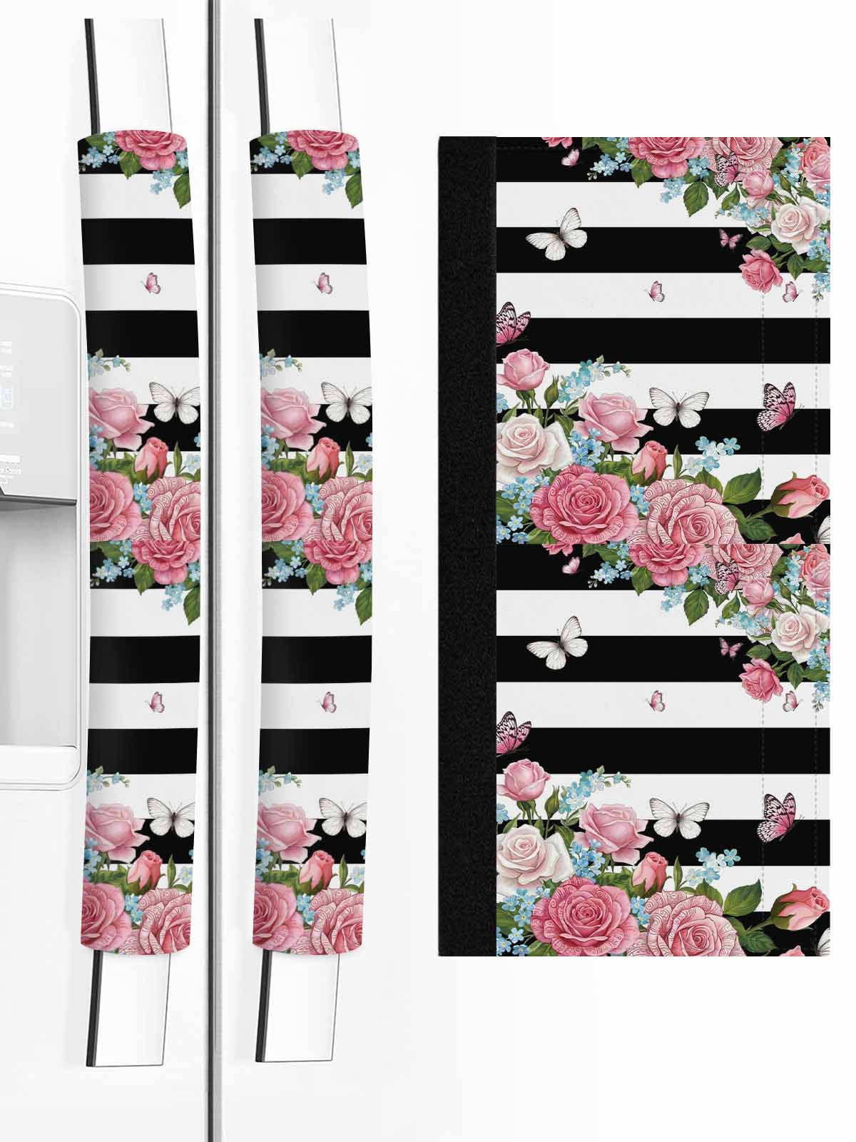 2 PCS Refrigerator Door Handle Covers, Butterfly Flower Adjustable ...
