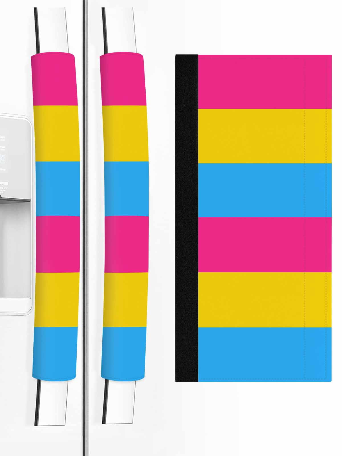 2 PCS Refrigerator Door Handle Covers, Color Stripes Adjustable Kitchen ...