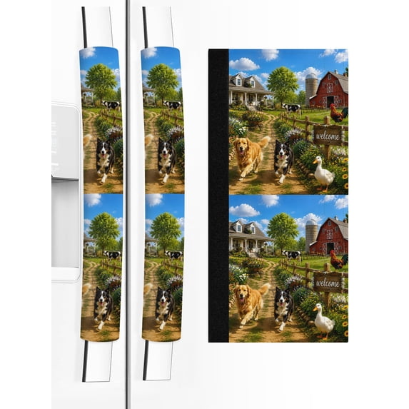 2 PCS Refrigerator Door Handle Covers, Country Farm Adjustable Kitchen ...