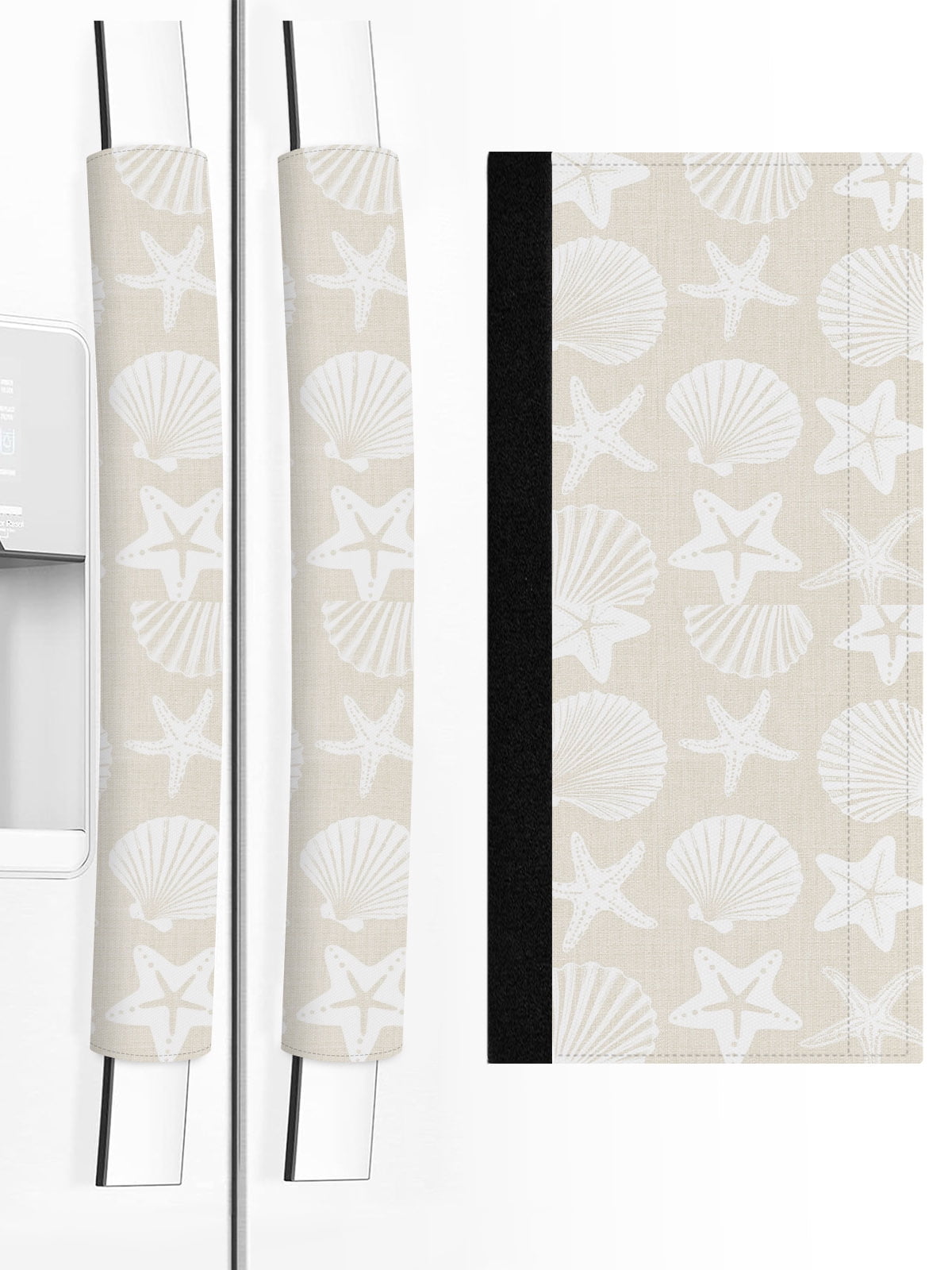 2 PCS Refrigerator Door Handle Covers, Cream Coastal Adjustable Kitchen ...