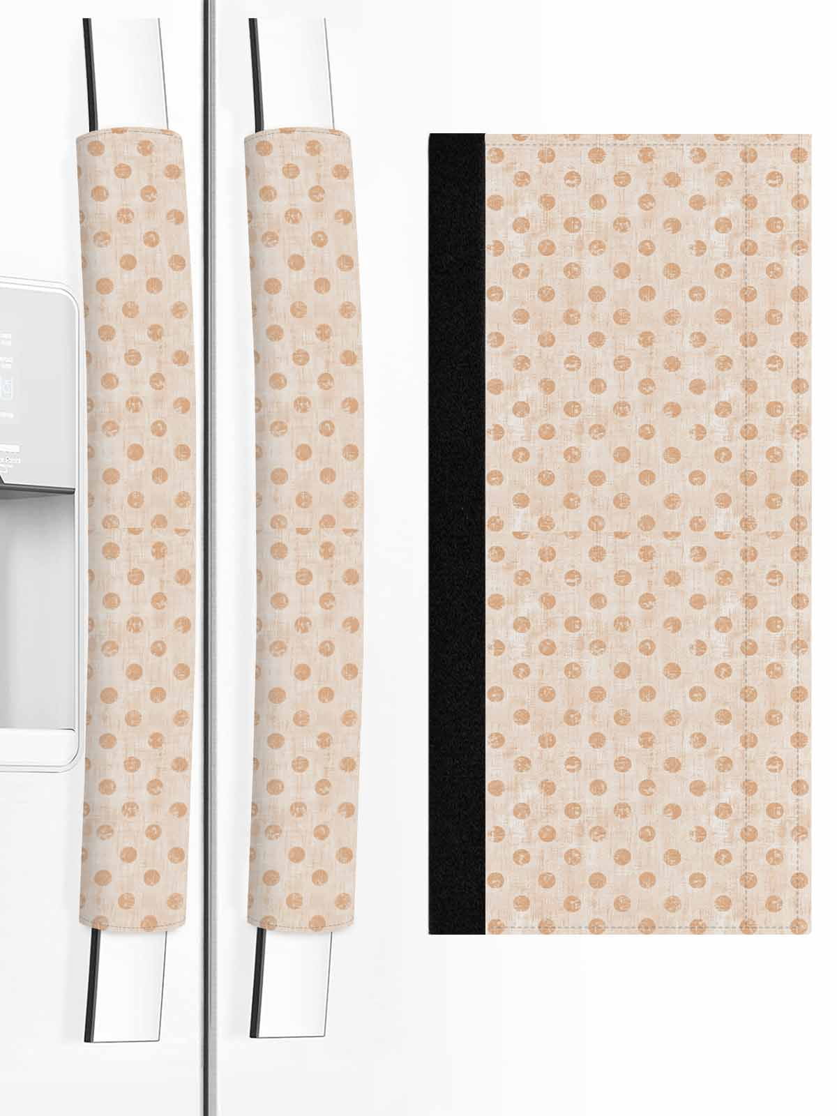 2 PCS Refrigerator Door Handle Covers, Cream Polka Dots Spots ...