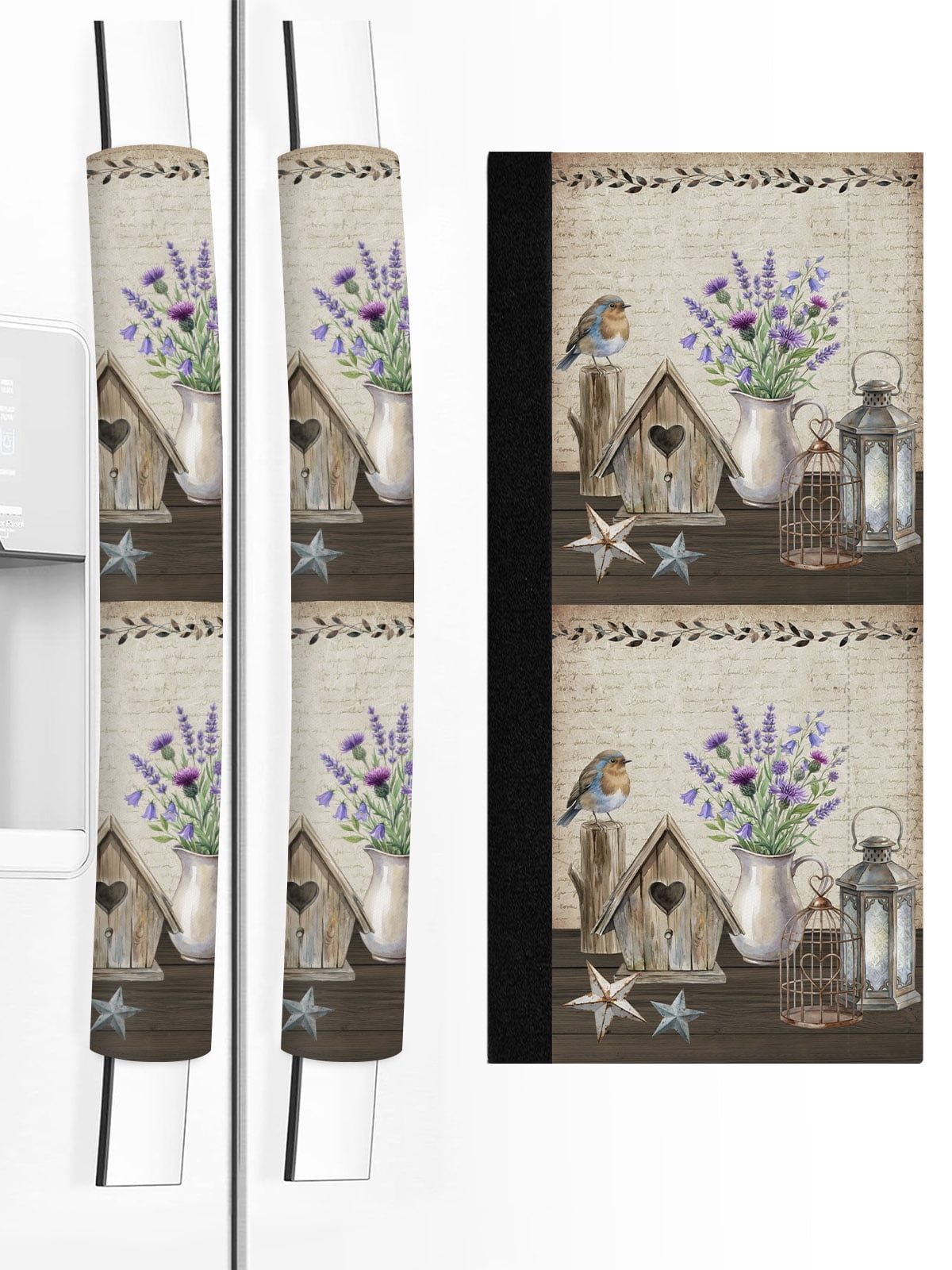 2 PCS Refrigerator Door Handle Covers, Floral Vases Adjustable Kitchen ...