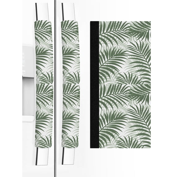 2 PCS Refrigerator Door Handle Covers, Forest Green Palm Leaves ...