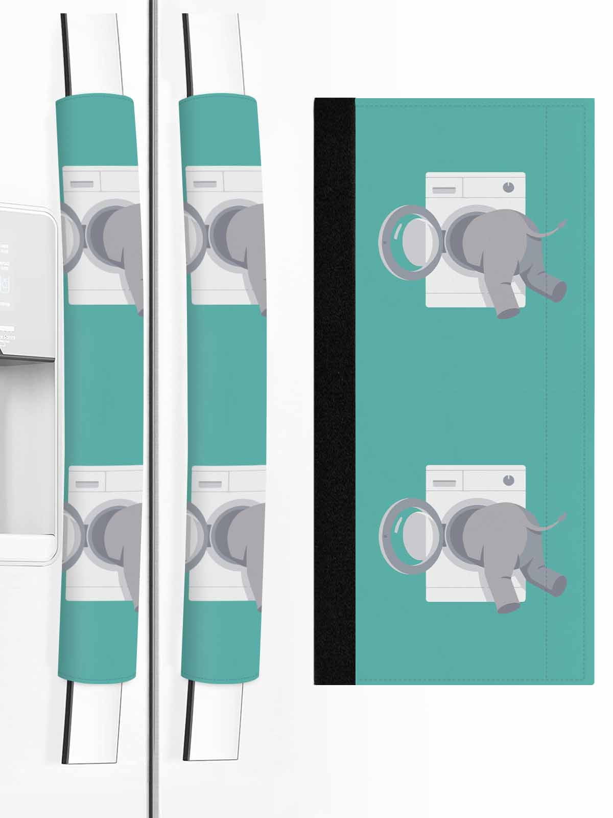 2 PCS Refrigerator Door Handle Covers, Funny Elephant Adjustable ...