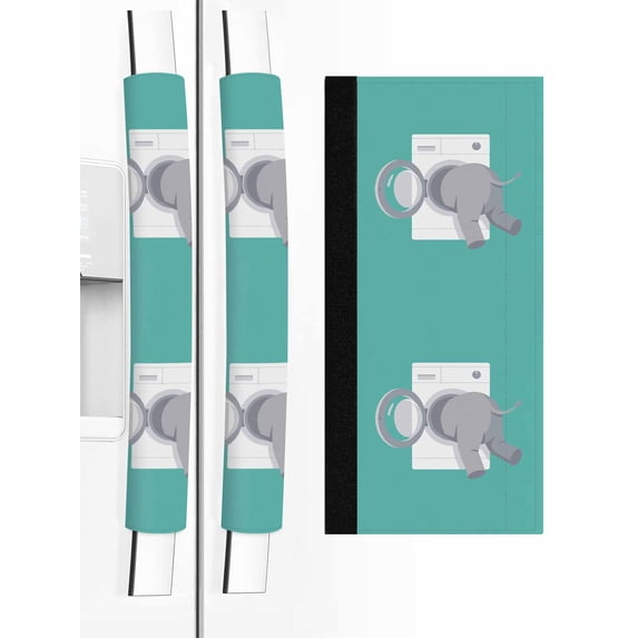 2 PCS Refrigerator Door Handle Covers, Funny Elephant Adjustable ...
