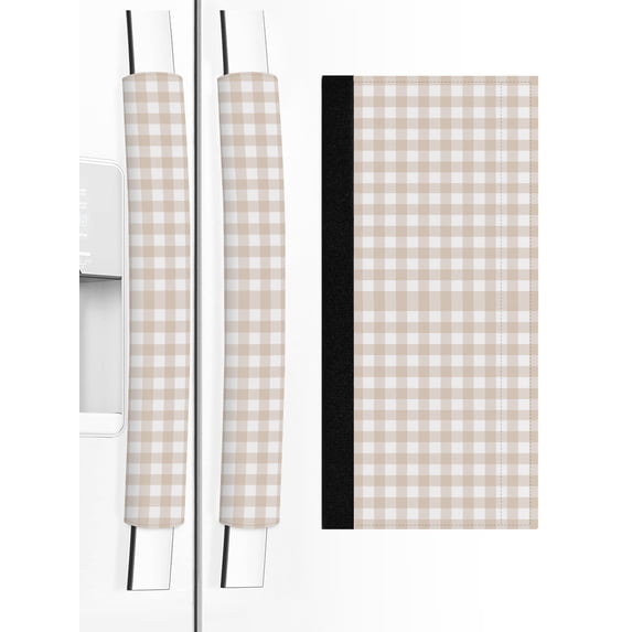 2 PCS Refrigerator Door Handle Covers, Gingham Check Adjustable Kitchen ...