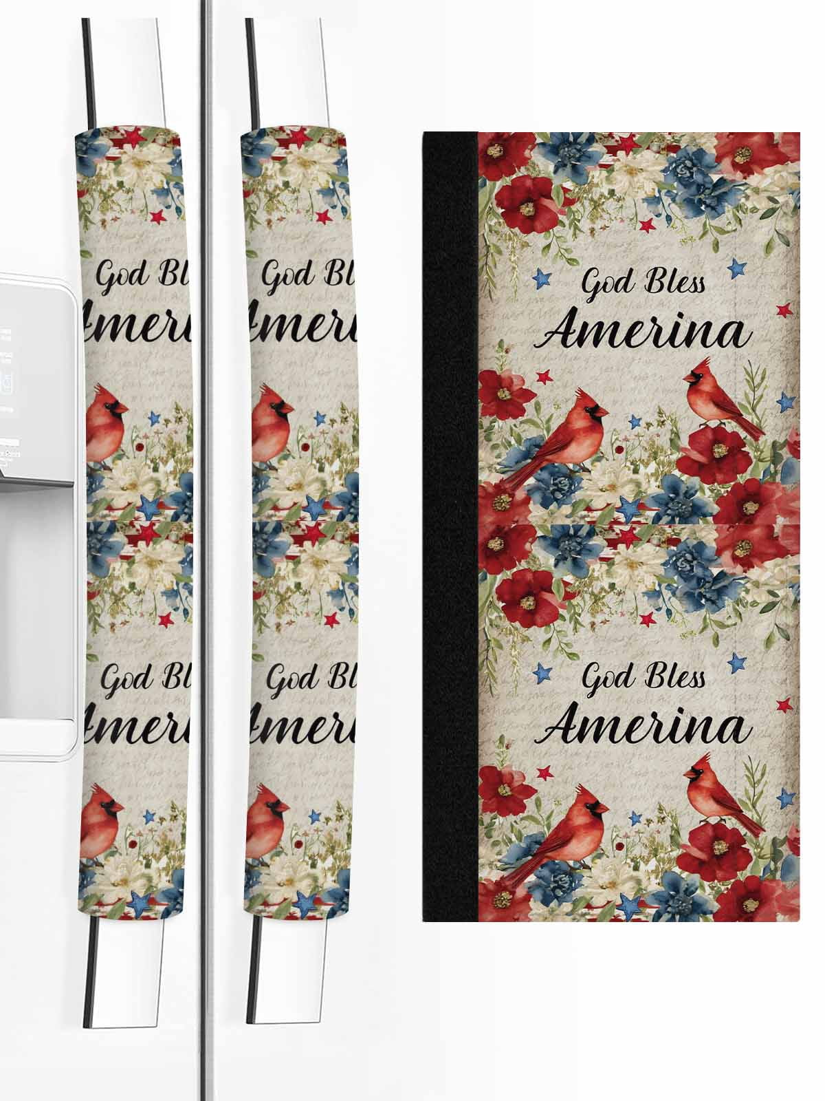 2 PCS Refrigerator Door Handle Covers, God Bless America Adjustable ...