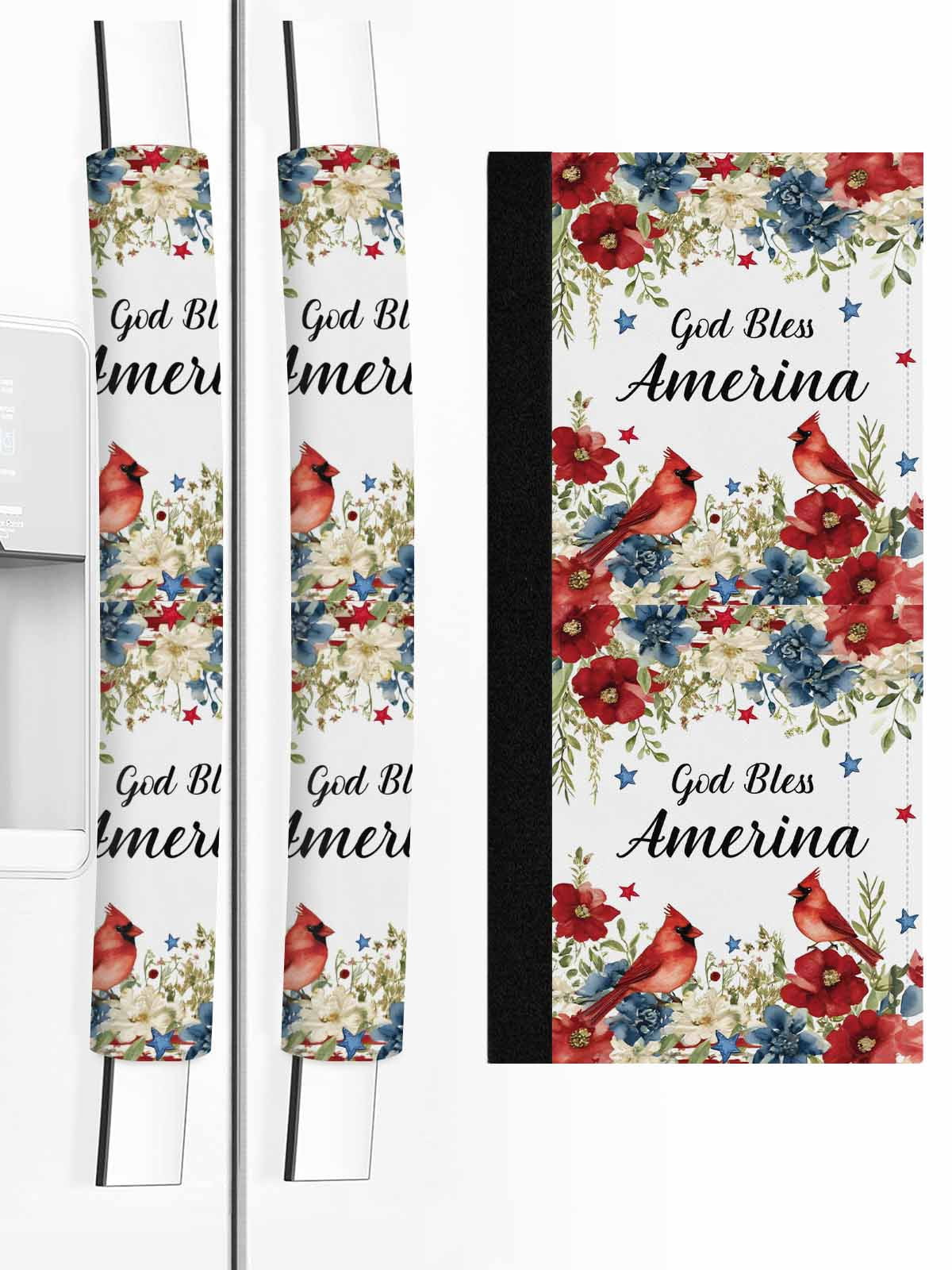 2 PCS Refrigerator Door Handle Covers, God Bless America Adjustable ...