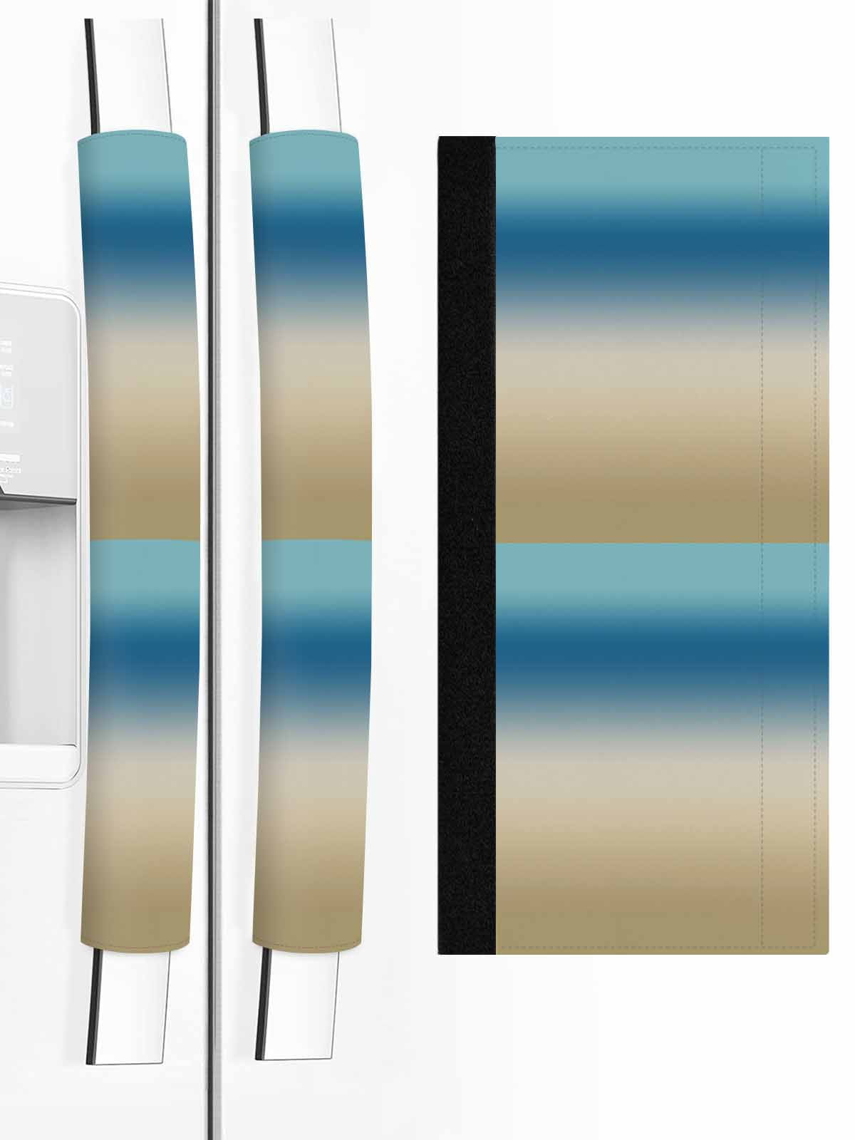 2 PCS Refrigerator Door Handle Covers, Gradient Blue Adjustable Kitchen ...