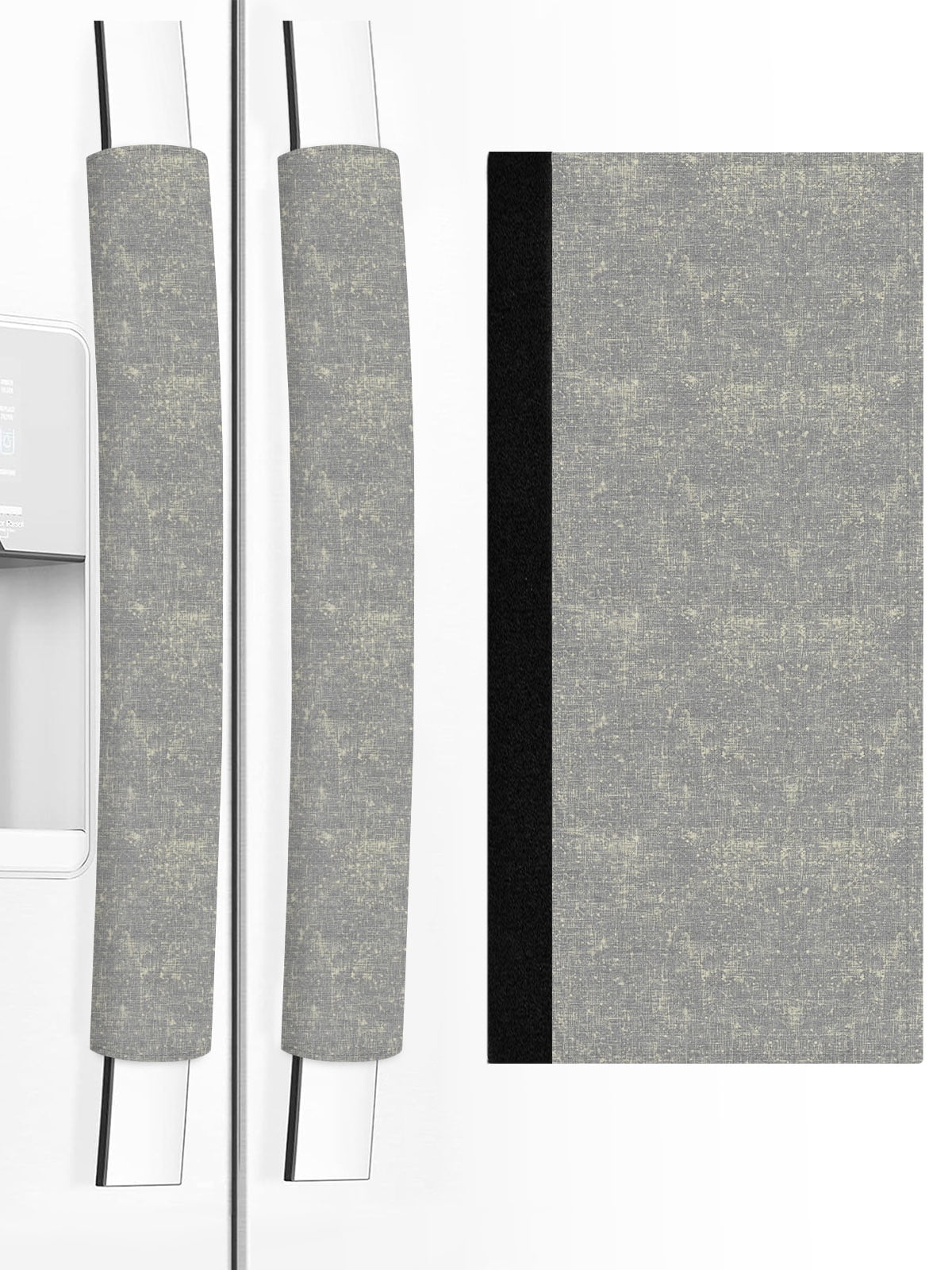 2 PCS Refrigerator Door Handle Covers, Gray Beige Linen Textured ...