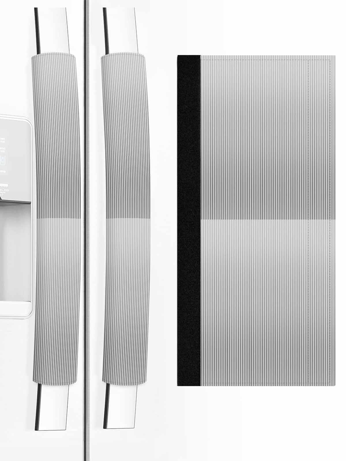 2 PCS Refrigerator Door Handle Covers, Gray Stripes Adjustable Kitchen ...