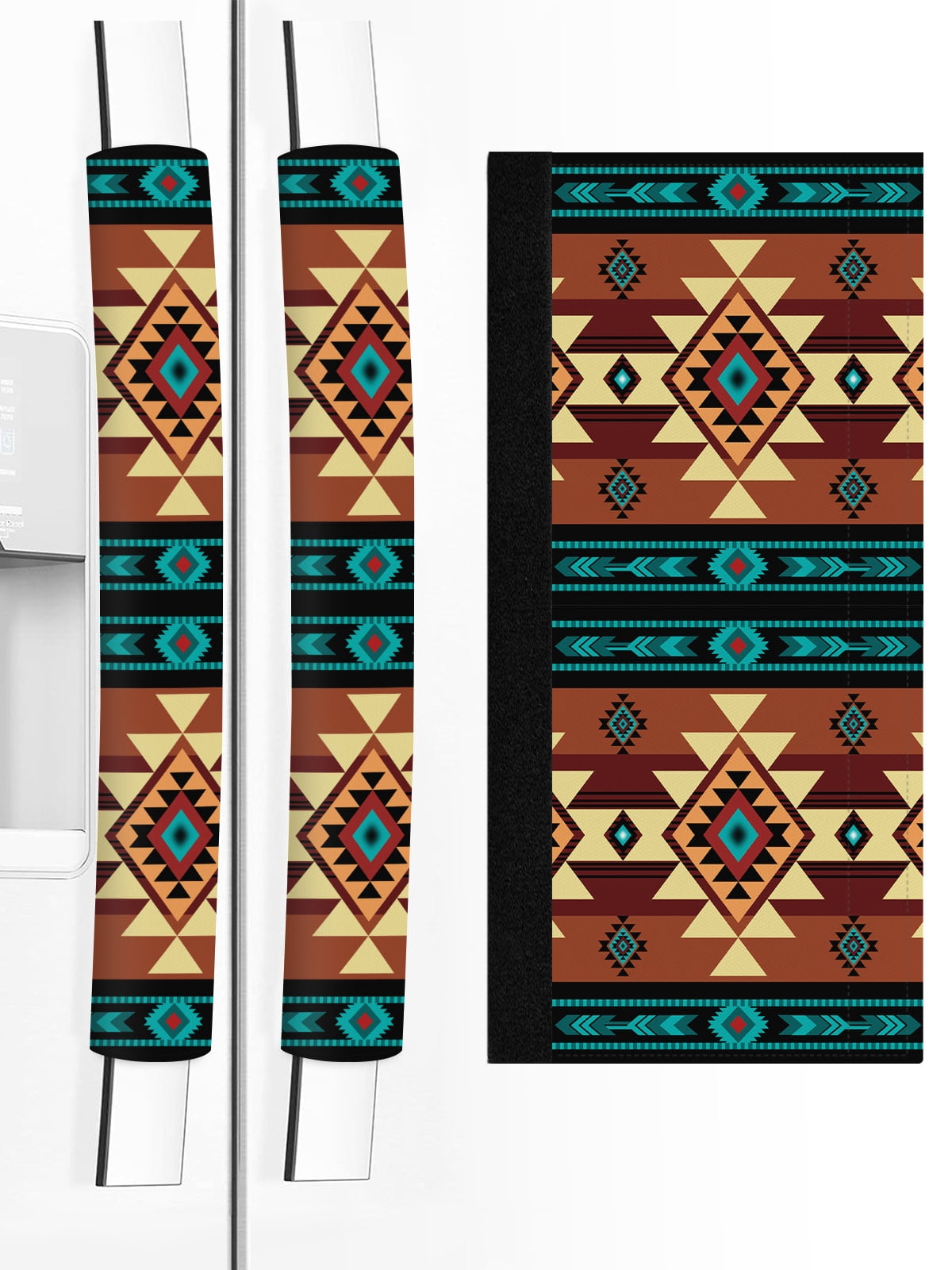 2 PCS Refrigerator Door Handle Covers, Green Brown Pattern Adjustable ...