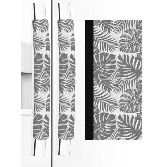 2 PCS Refrigerator Door Handle Covers, Grey Palm Leaves Adjustable ...