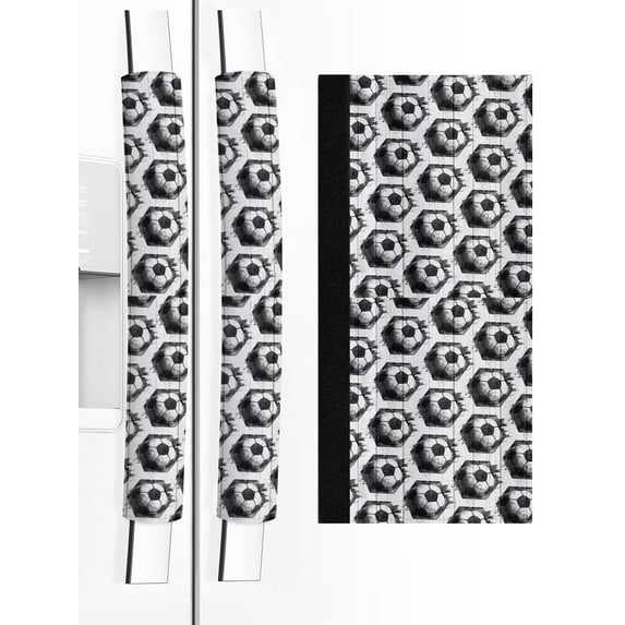 2 PCS Refrigerator Door Handle Covers, Grey Soccer Adjustable Kitchen ...