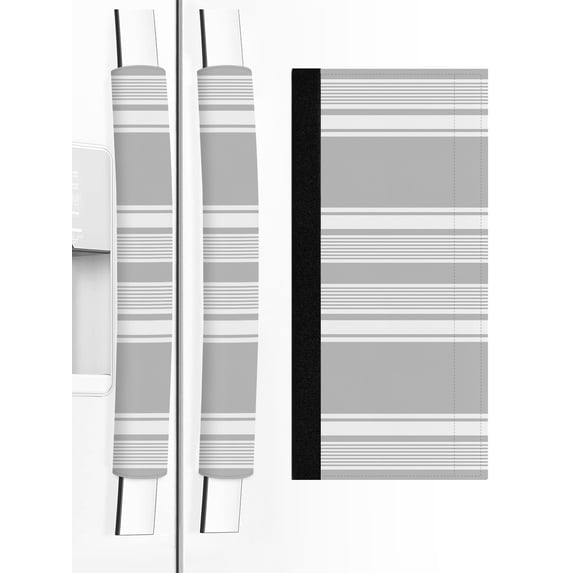 2 PCS Refrigerator Door Handle Covers, Grey Striped Adjustable Kitchen ...