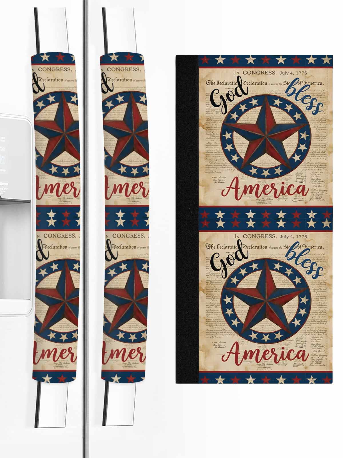 2 PCS Refrigerator Door Handle Covers, Independence Day American Star ...
