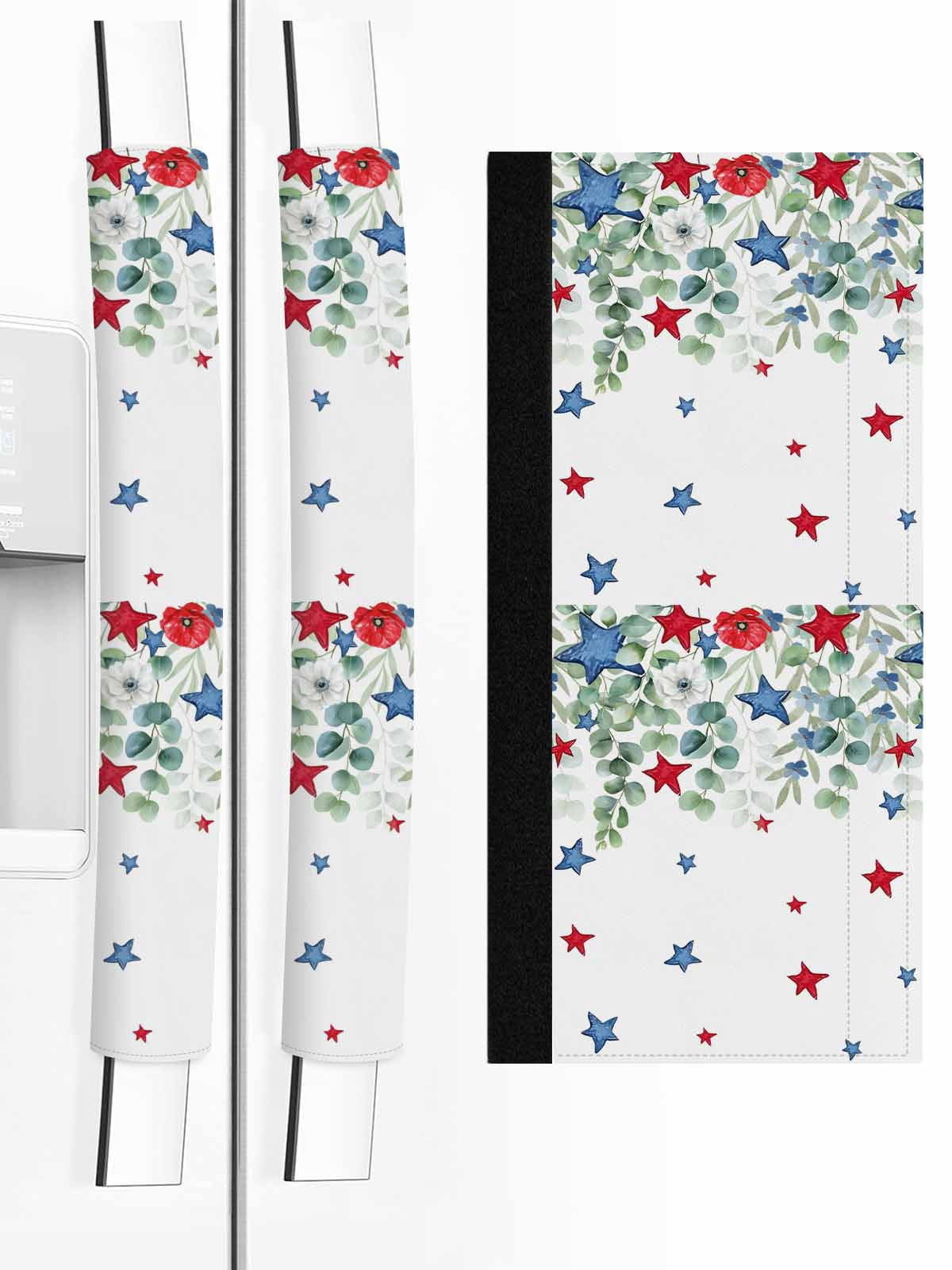 2 PCS Refrigerator Door Handle Covers, Independence Day Star Adjustable ...