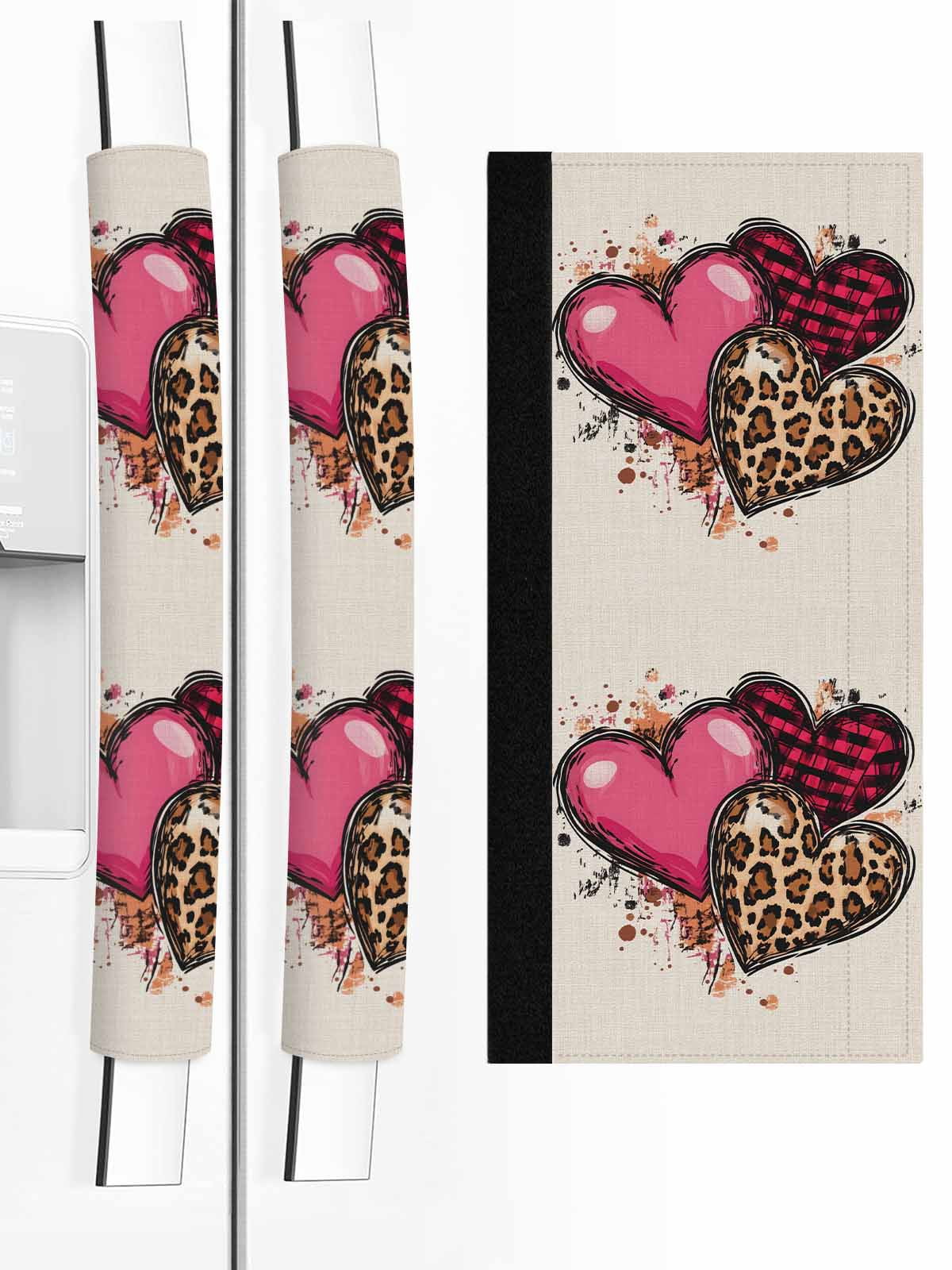 2 PCS Refrigerator Door Handle Covers, Love Heart Adjustable Kitchen ...