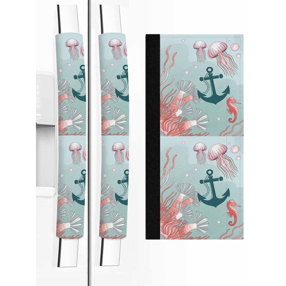 2 PCS Refrigerator Door Handle Covers, Nautical Anchor Adjustable ...
