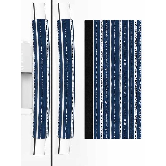 2 PCS Refrigerator Door Handle Covers, Navy Blue Boho Adjustable ...