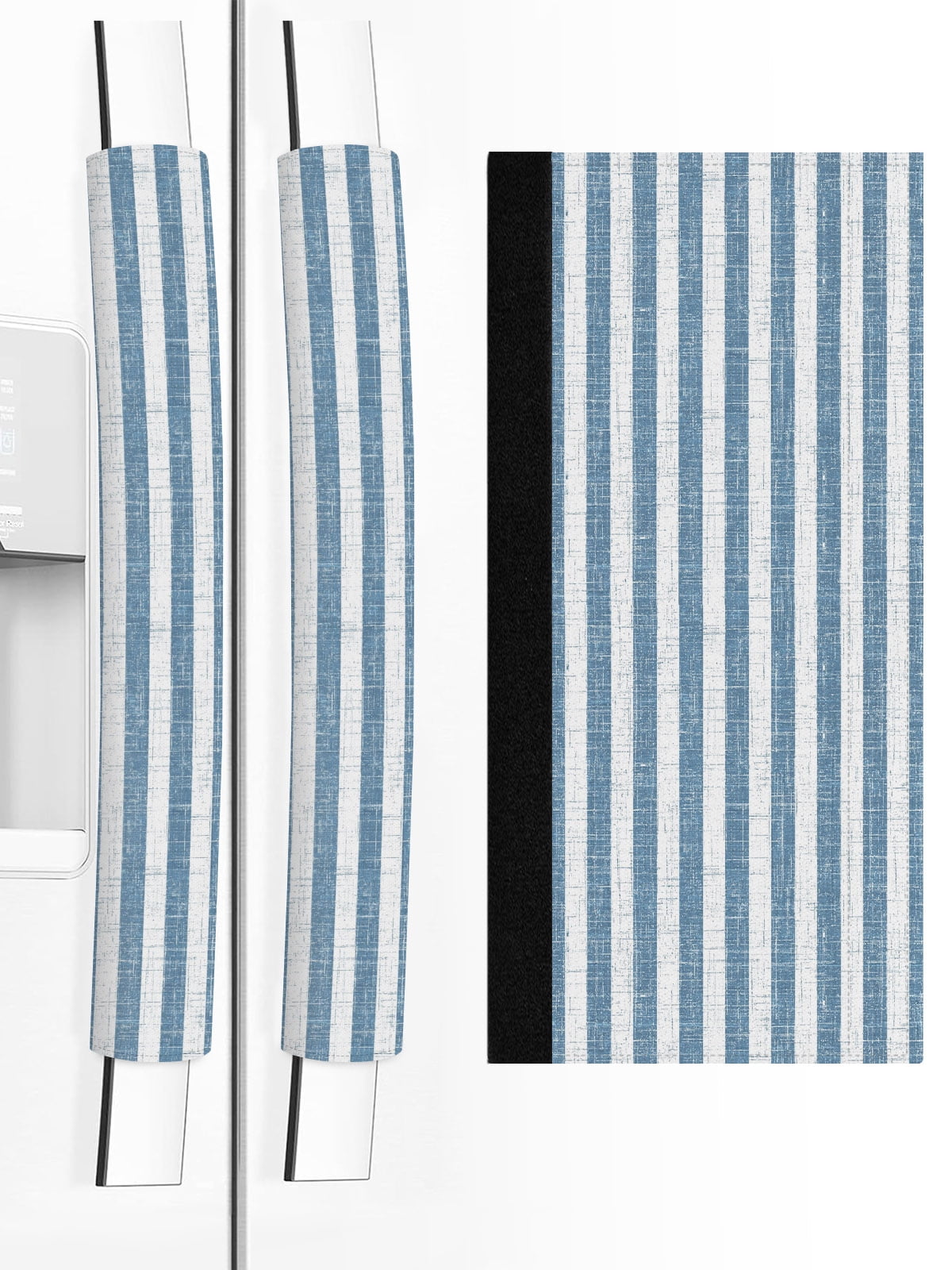 2 PCS Refrigerator Door Handle Covers, Navy Blue Stripes Adjustable ...