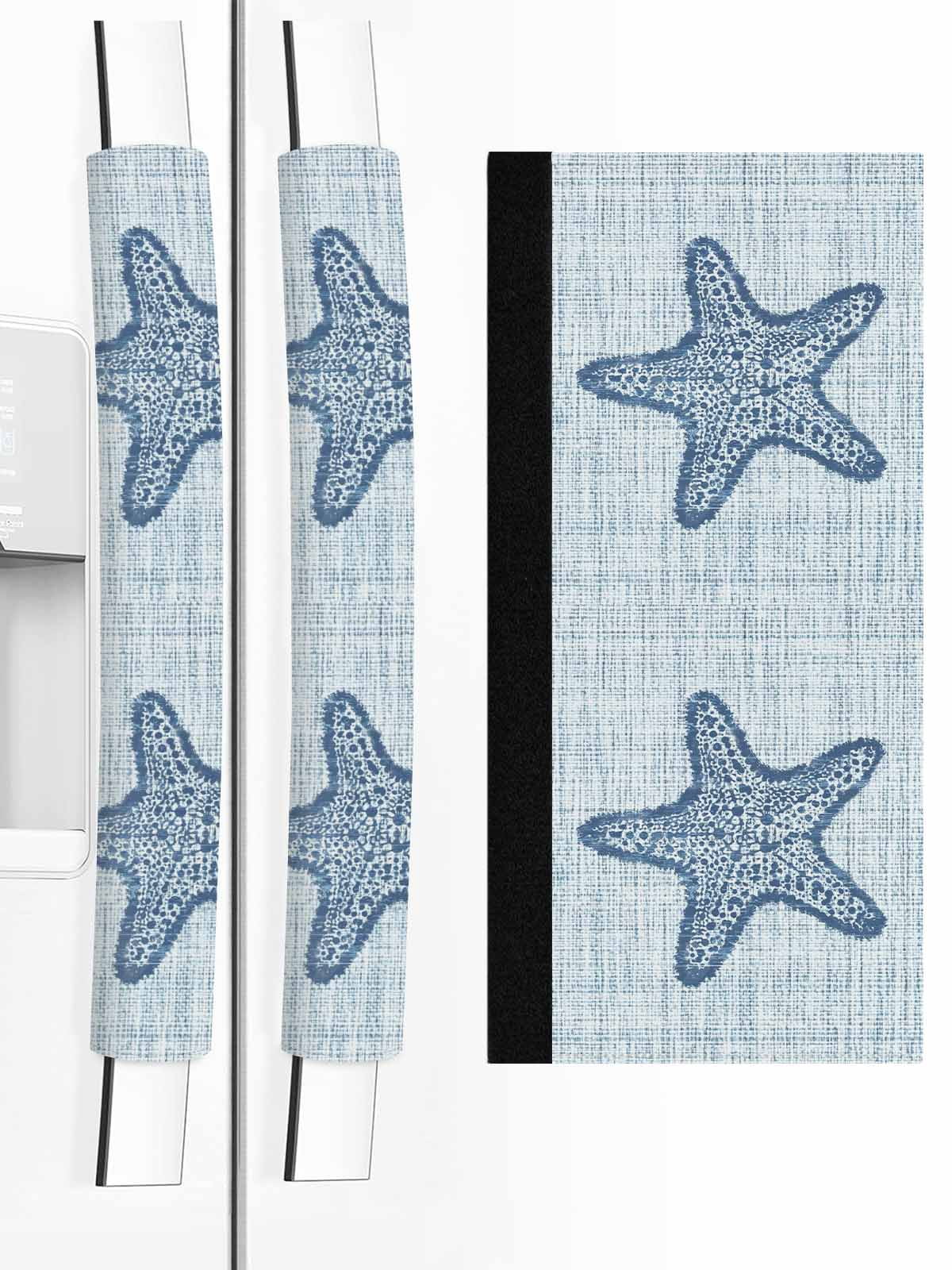 2 PCS Refrigerator Door Handle Covers, Navy Starfish Adjustable Kitchen ...