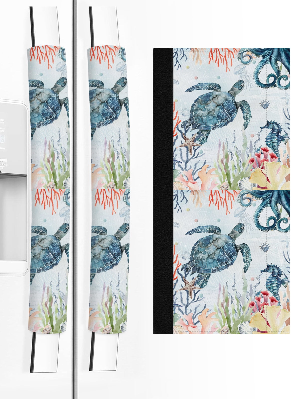 2 PCS Refrigerator Door Handle Covers, Ocean Animals Adjustable Kitchen ...