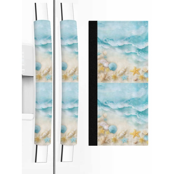 2 PCS Refrigerator Door Handle Covers, Ocean Beach Adjustable Kitchen ...