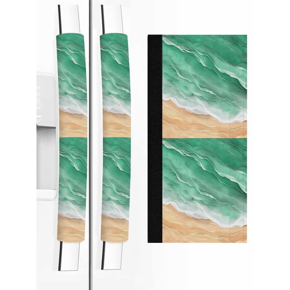 2 PCS Refrigerator Door Handle Covers, Ocean Waves Adjustable Kitchen ...