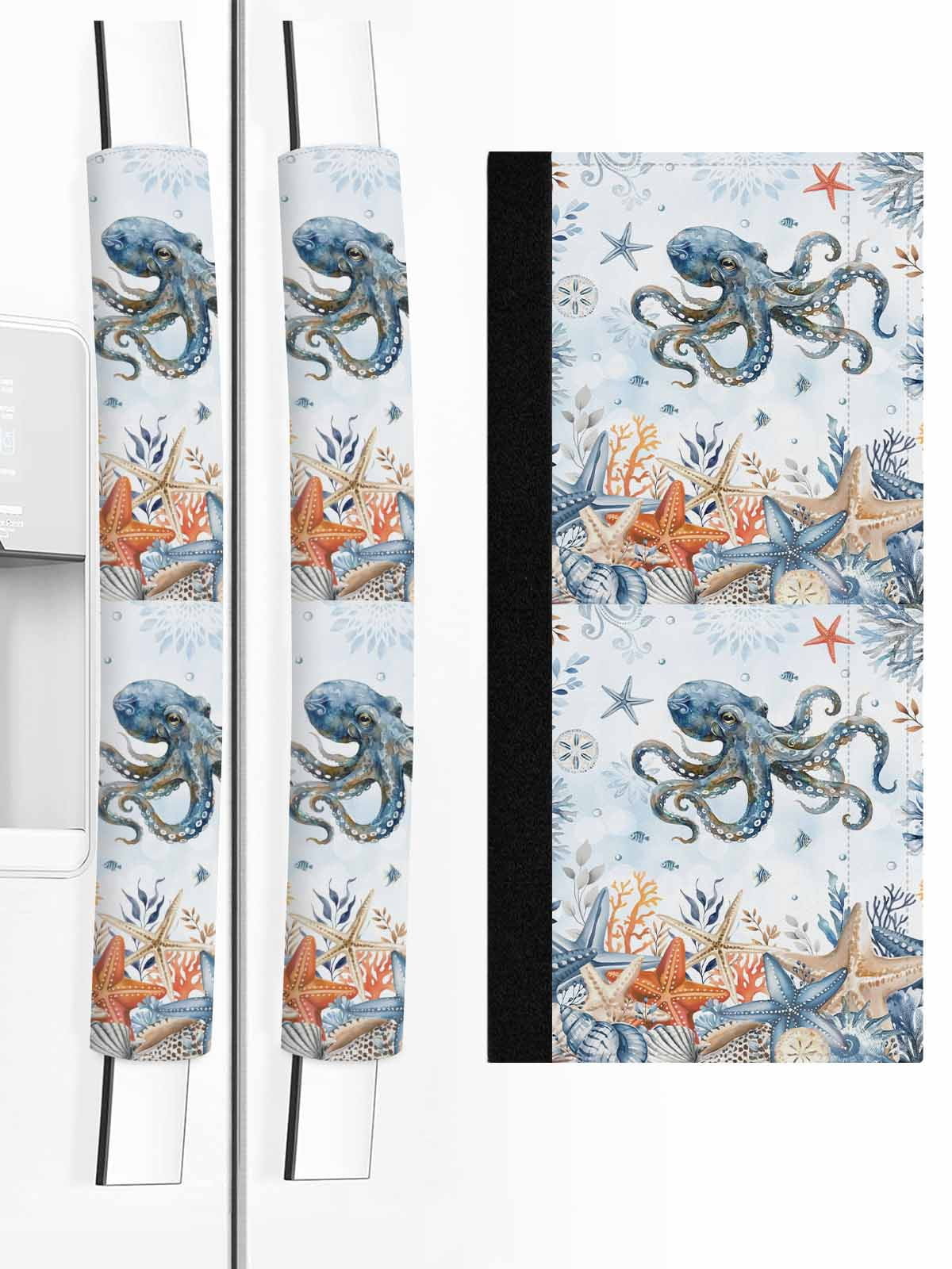 2 PCS Refrigerator Door Handle Covers, Oceans Marine Life Adjustable ...