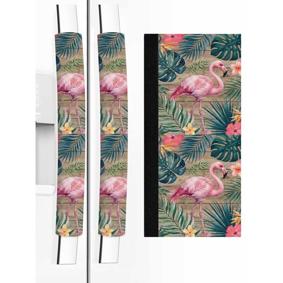 2 PCS Refrigerator Door Handle Covers, Pink Flamingo Adjustable Kitchen ...