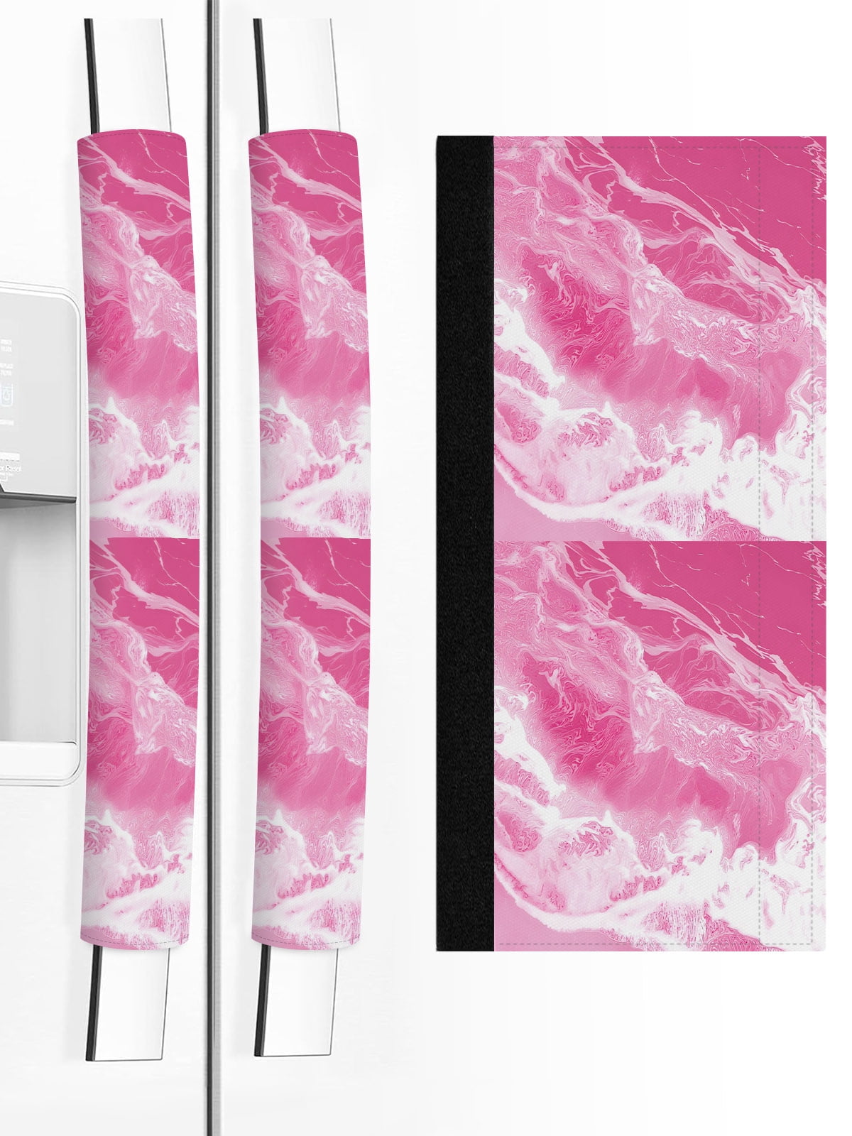 2 PCS Refrigerator Door Handle Covers, Pink Sea Adjustable Kitchen ...