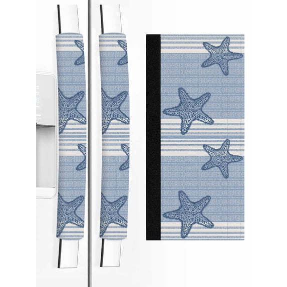 2 PCS Refrigerator Door Handle Covers, Pixel Blue Star Adjustable ...