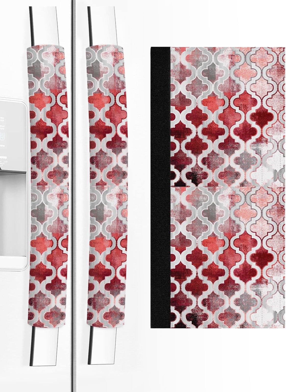 2 PCS Refrigerator Door Handle Covers, Red Morocco Adjustable Kitchen ...