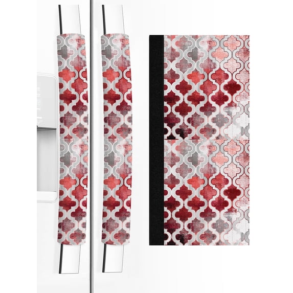 2 PCS Refrigerator Door Handle Covers, Red Morocco Adjustable Kitchen ...
